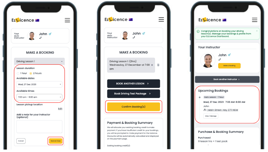 How to make a new booking with your instructor – EzLicence Support