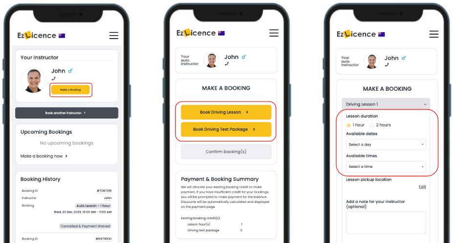 How to make a new booking with your instructor – EzLicence Support