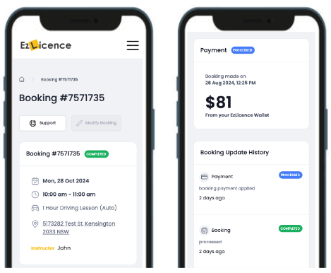 How to view your booking history – EzLicence Support