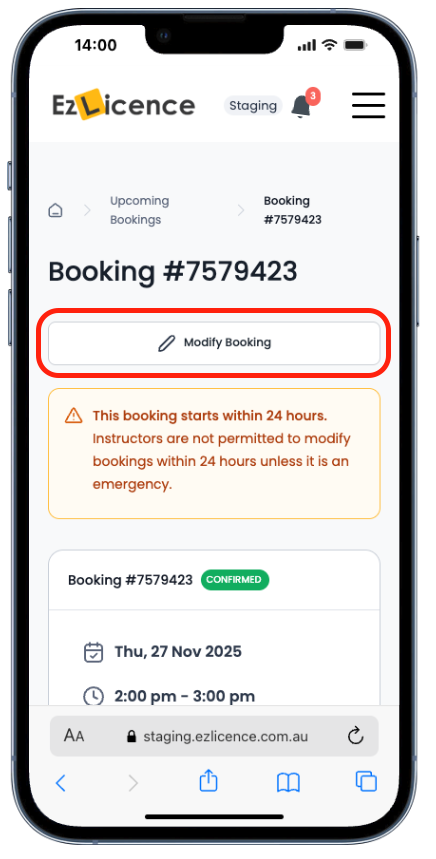 How to reschedule a booking from your calendar – EzLicence Support
